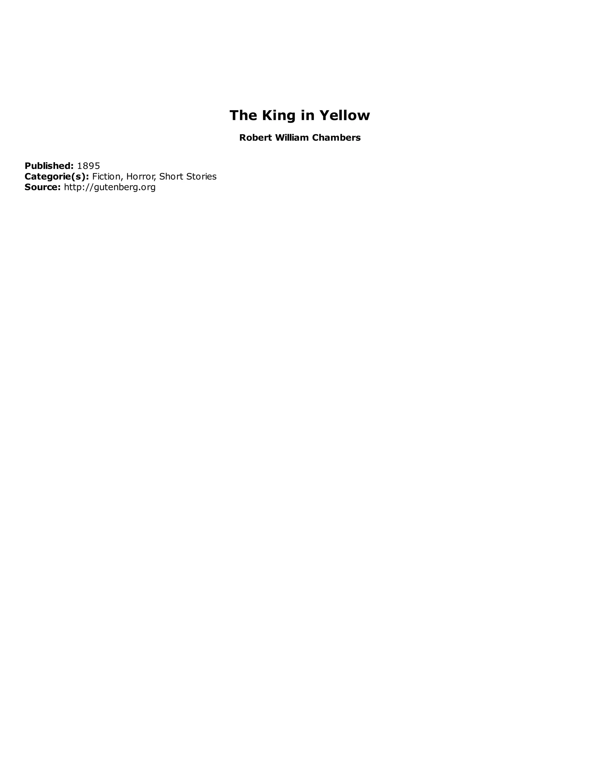 The King in Yellow Uncovers Madness in 1895 Short Story Collection | PDF