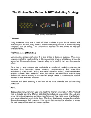 The Kitchen Sink Method is Not Marketing Strategy | PDF