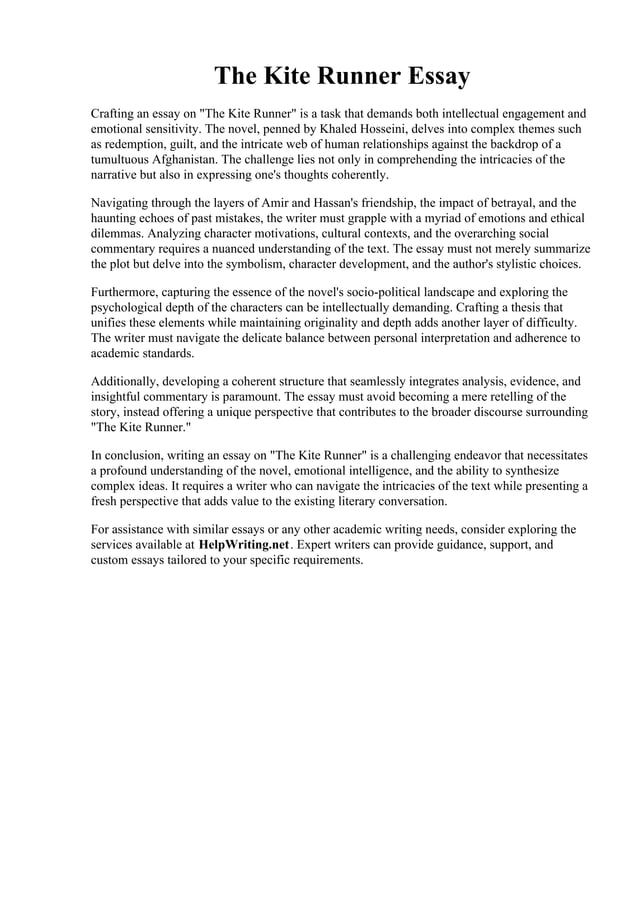 The Kite Runner Essay | PDF