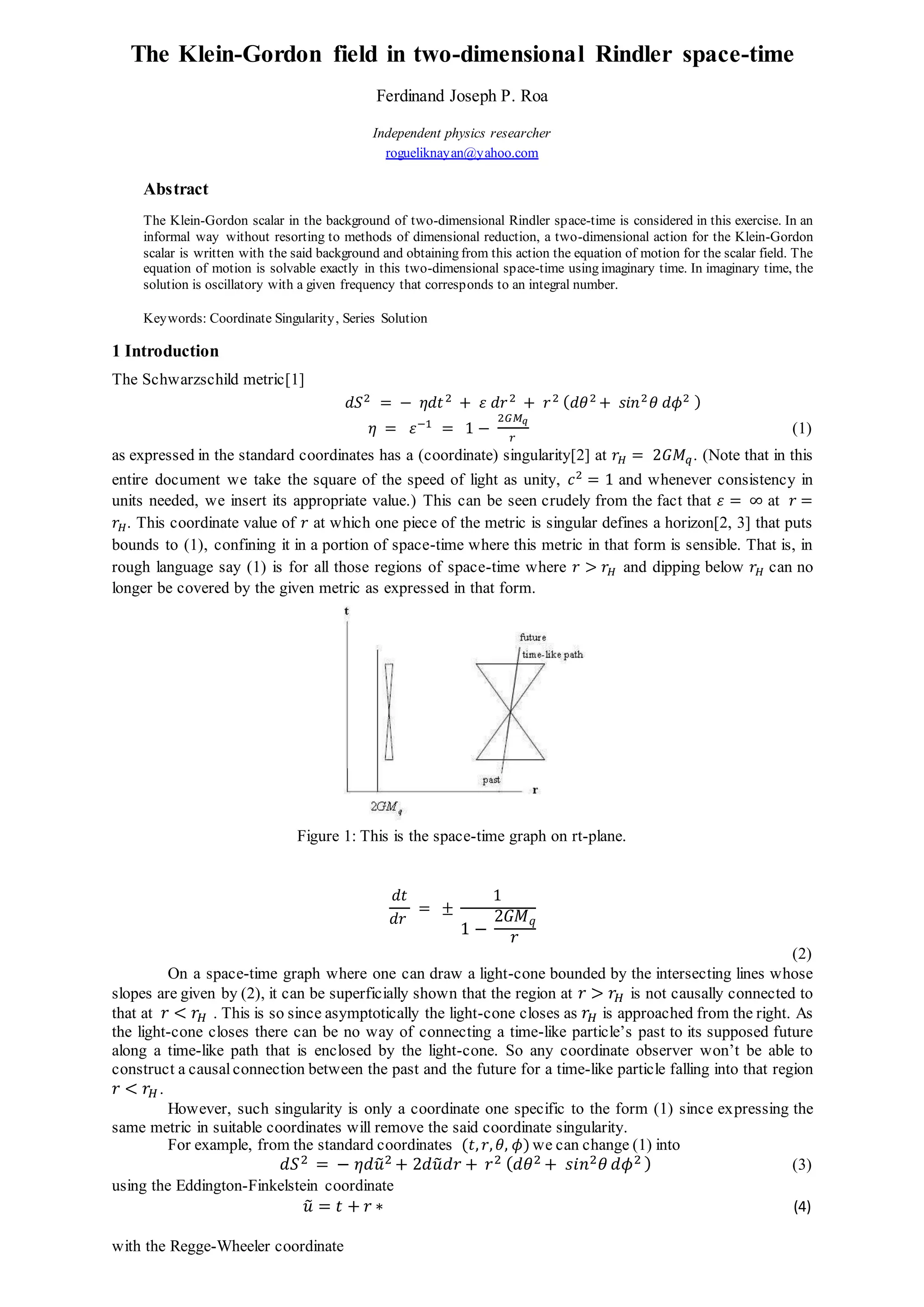 The klein gordon field in two-dimensional rindler space-time 16052020 ...