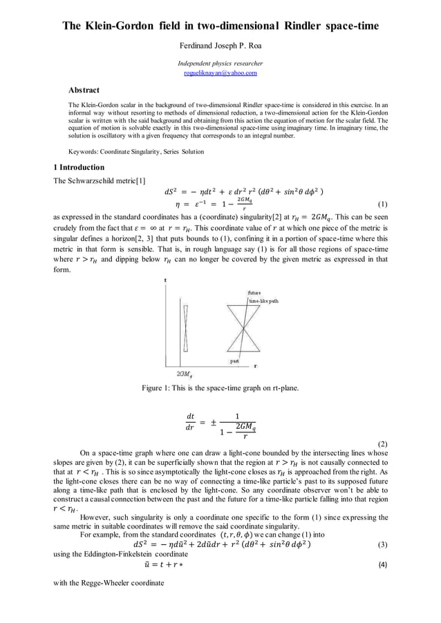 The klein gordon field in two-dimensional rindler space-time 2psqrd | PDF