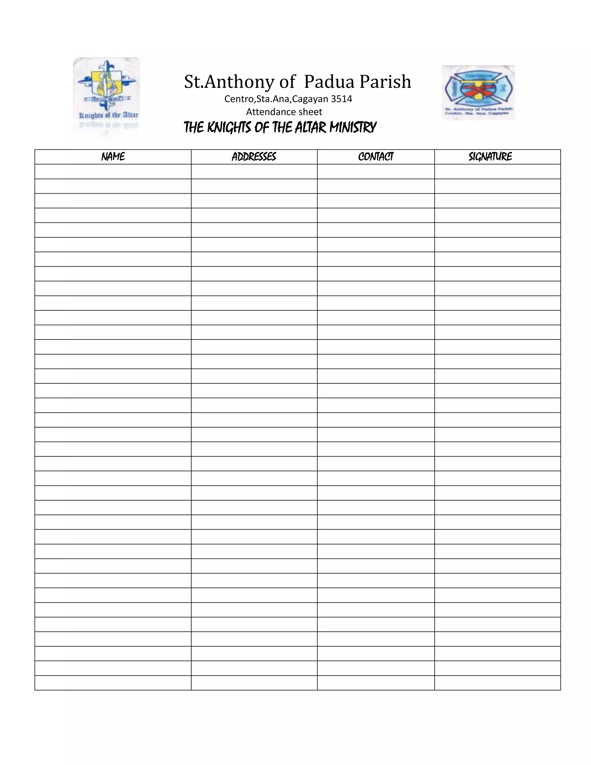 The knights of the altar ministry | DOCX