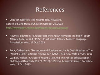 The knight’s Tale, A Romance by Geoffrey Chaucer | PPTX