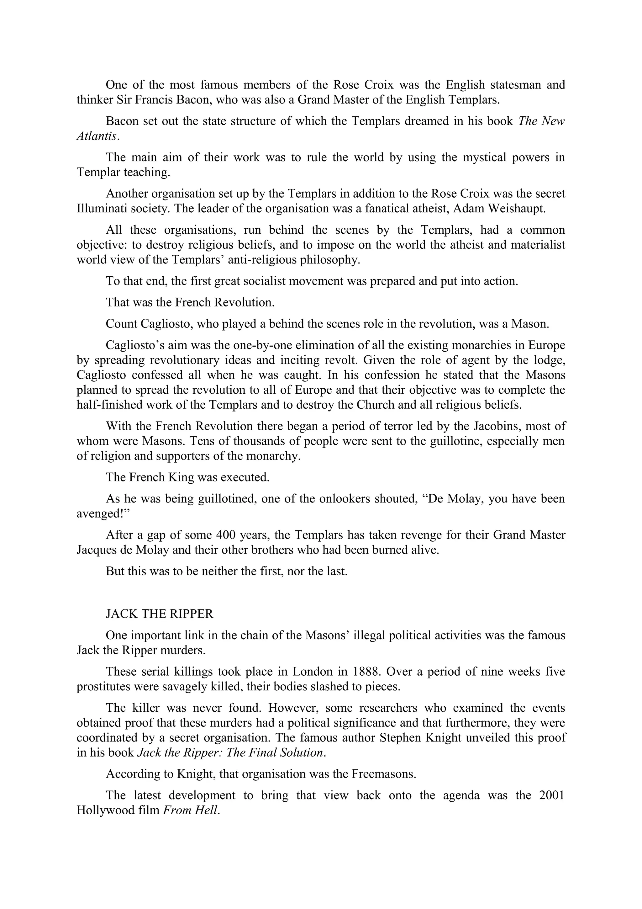 The knights templars and freemasonry. english | DOC