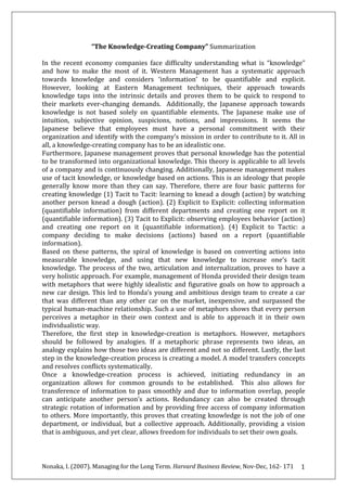The knowledge creating company | PDF