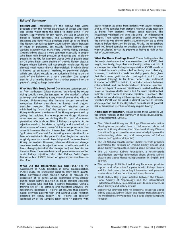 The kSORT assay to detect renal transplant patients at risk for acute ...