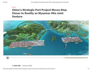 CHINA IS PLAYING MYANMAR GROUND THE KYAUKPHYU SPECIAL ECONOMIC ZONE AND ...