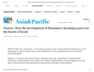 CHINA IS PLAYING MYANMAR GROUND THE KYAUKPHYU SPECIAL ECONOMIC ZONE AND ...
