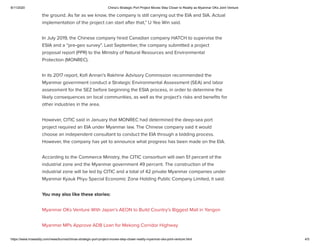 CHINA IS PLAYING MYANMAR GROUND THE KYAUKPHYU SPECIAL ECONOMIC ZONE AND ...