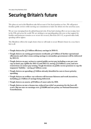The Labour Party Manifesto 2010 | PDF