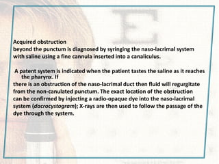 lacrimal system anatomy and clinical | PPTX