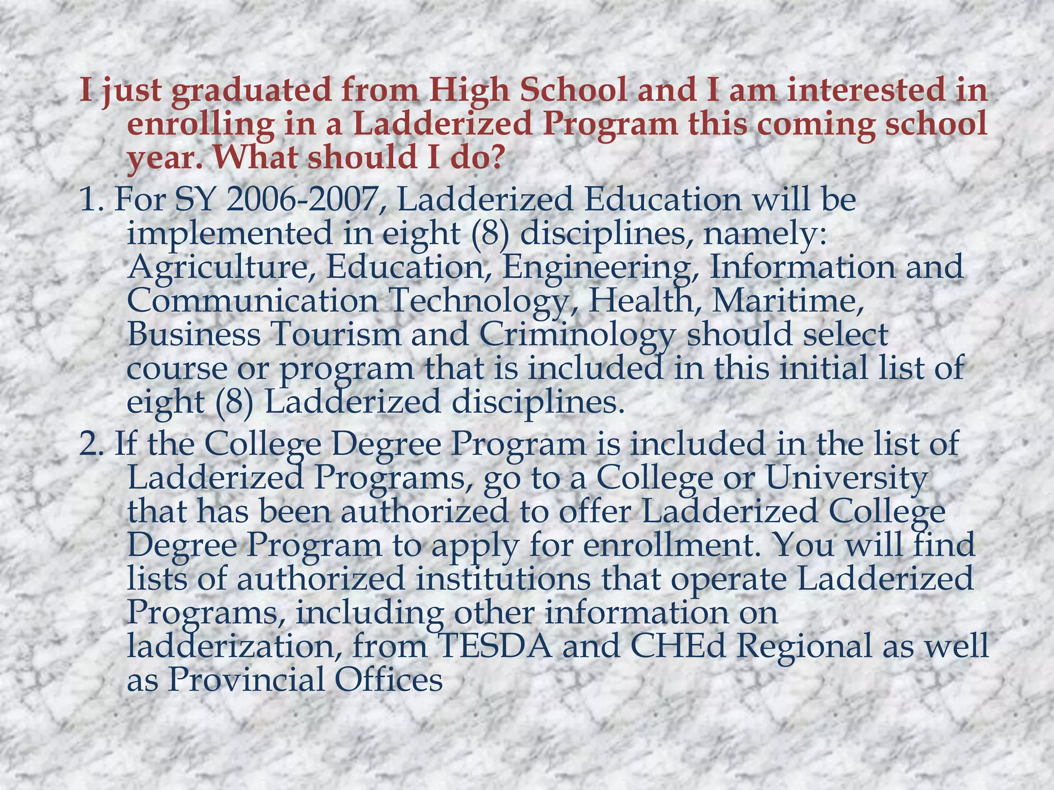 The ladderized education program | PPTX