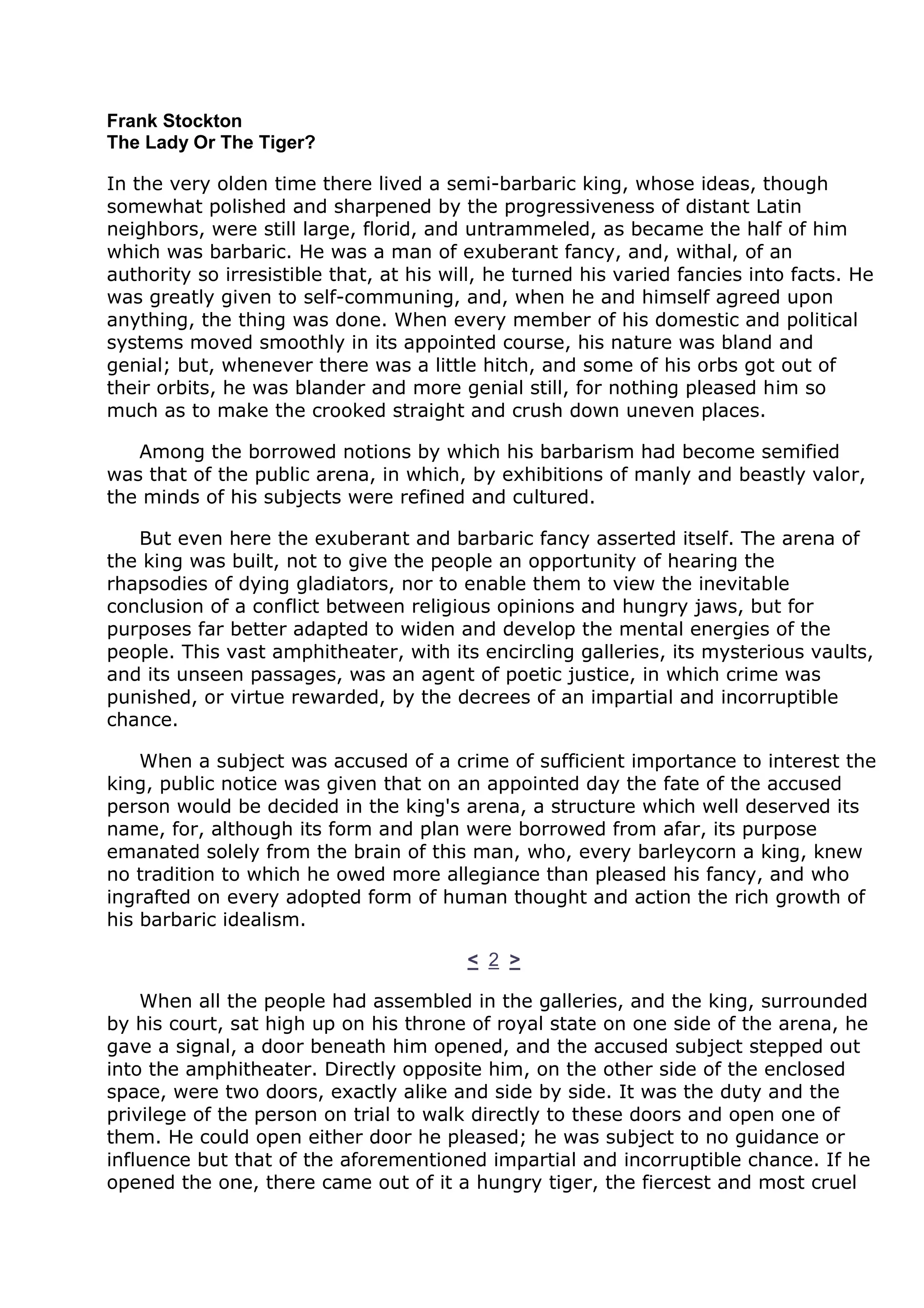 The lady or the tiger | PDF