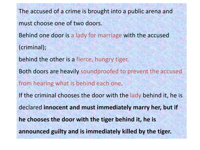 The lady, or the tiger | PPTX