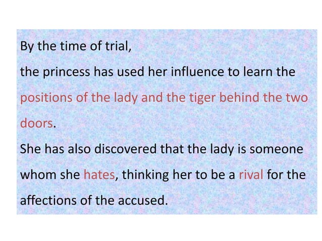 The lady, or the tiger | PPTX