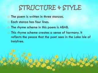 The lake isle of innisfree | PPTX