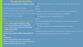 The Lake Isle of Innisfree – Summary, Explanation & Analysis | PDF