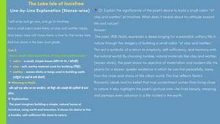 The Lake Isle of Innisfree – Summary, Explanation & Analysis | PDF