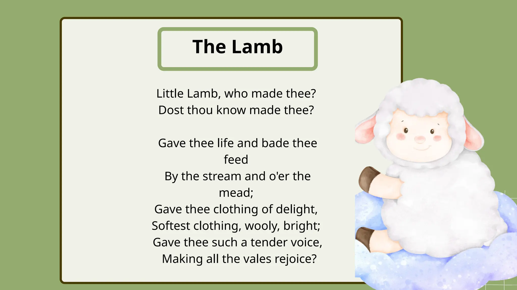 The Lamb.pptx The Lamb by William Blake | PPTX