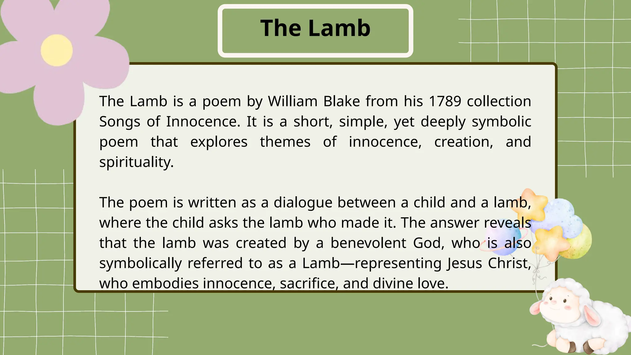 The Lamb.pptx The Lamb by William Blake | PPTX