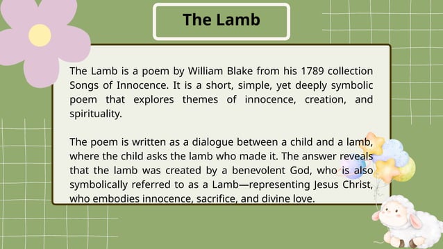 The Lamb.pptx The Lamb by William Blake | PPTX