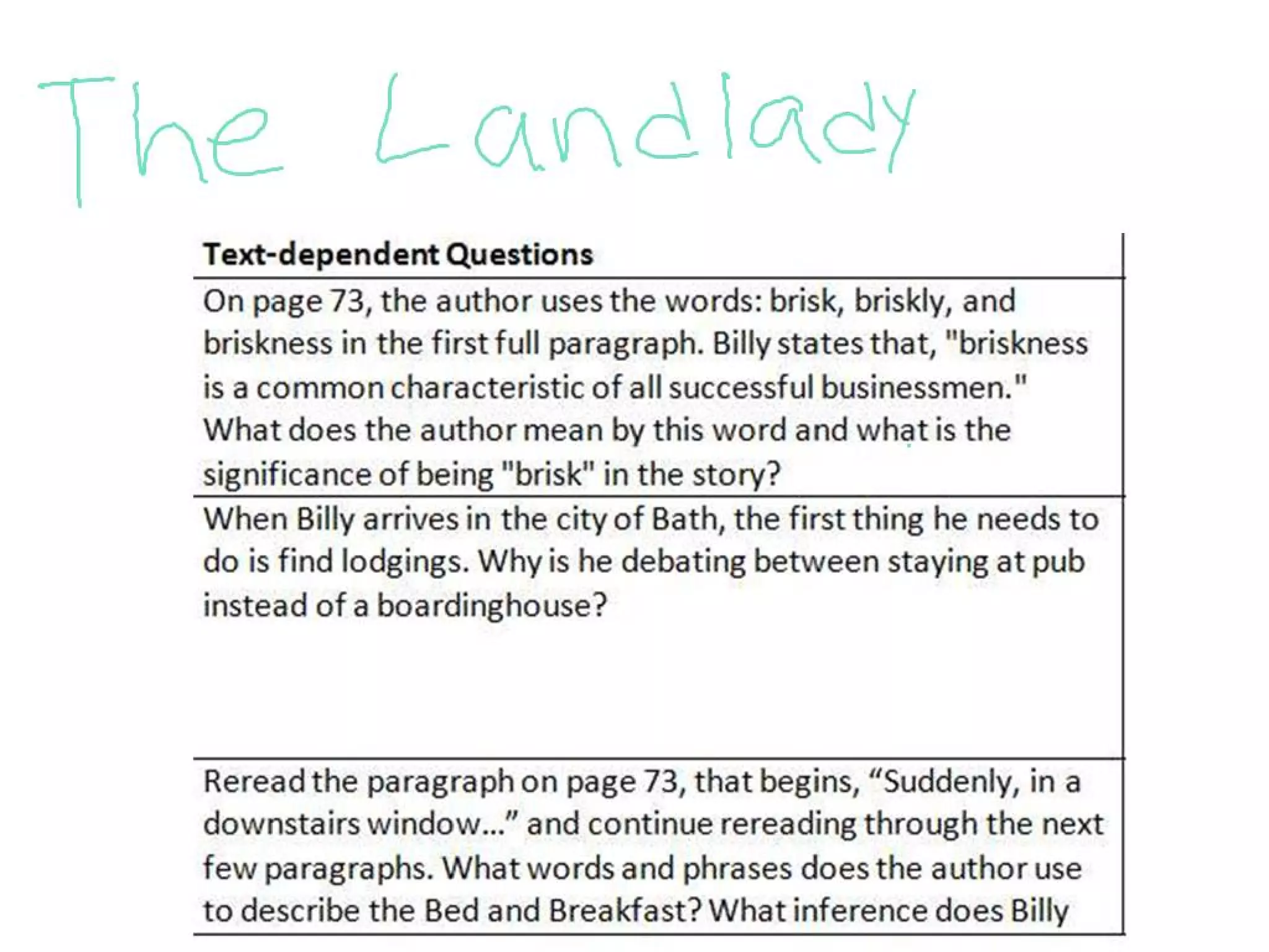The Landlady | PPT