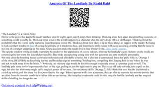 The Landlady Analysis | PPT