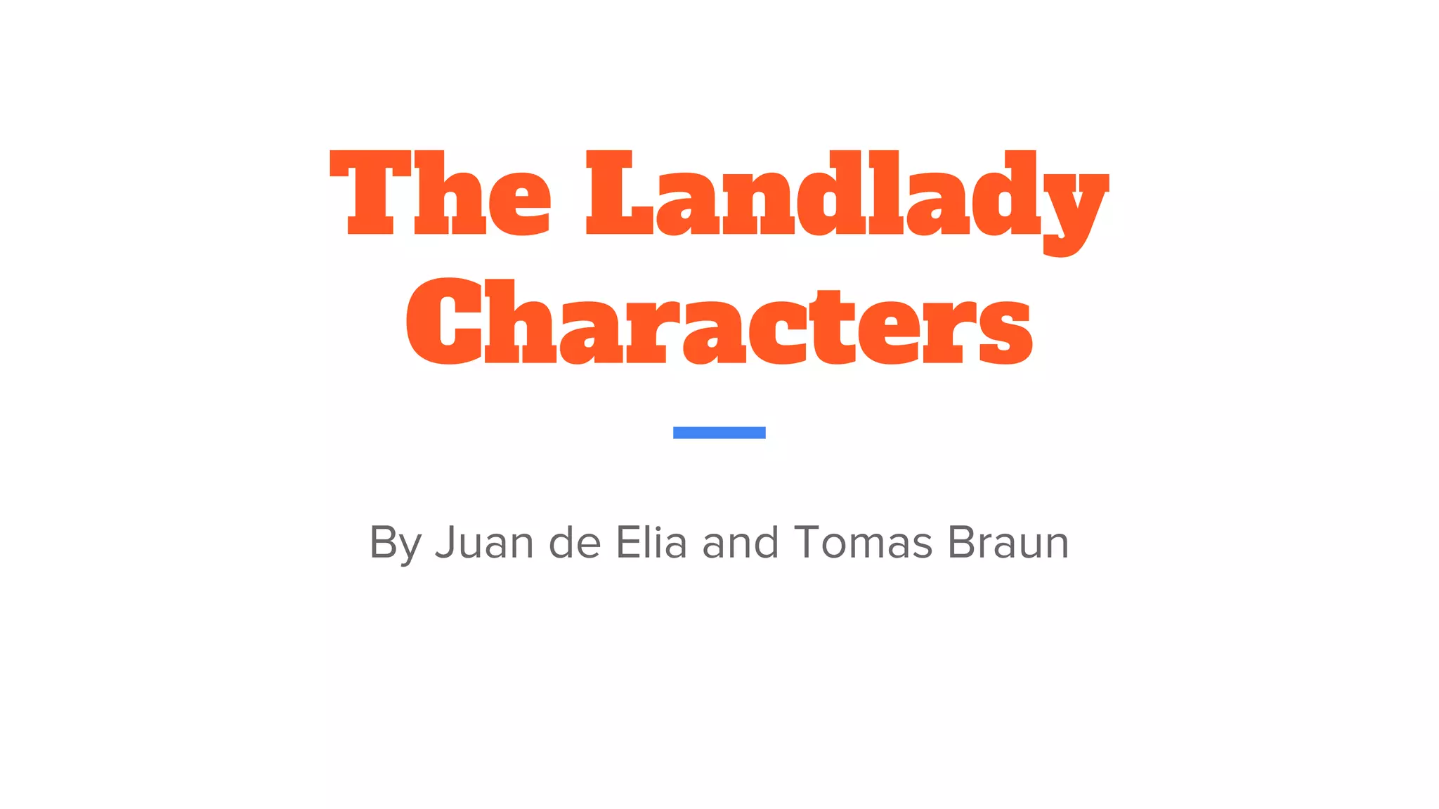 The landlady characters | PDF