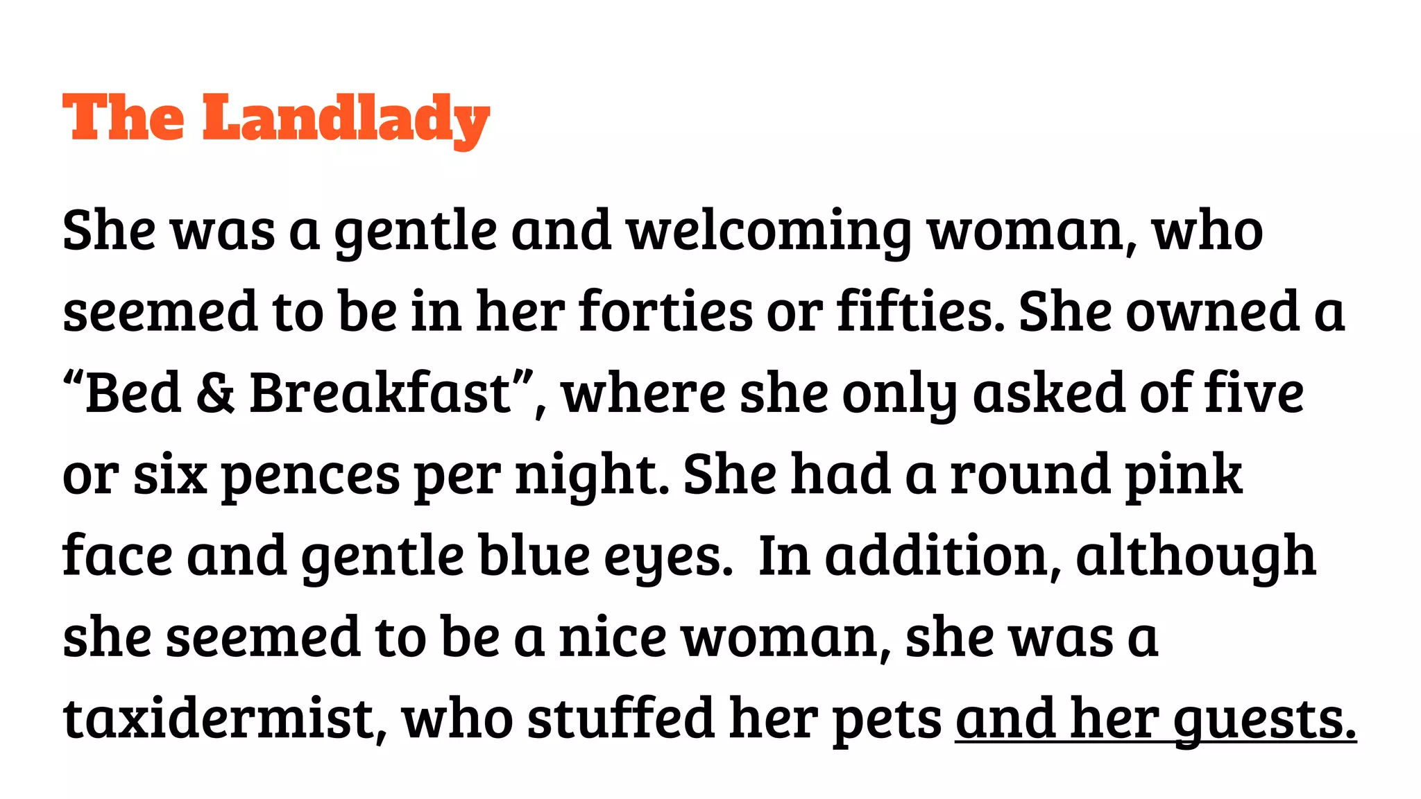 The landlady characters | PDF