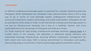 The landscape of Underground Drainage System in Telangana | PDF