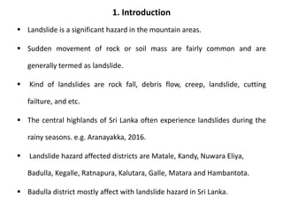 The landslide hazard in badulla district | PPTX