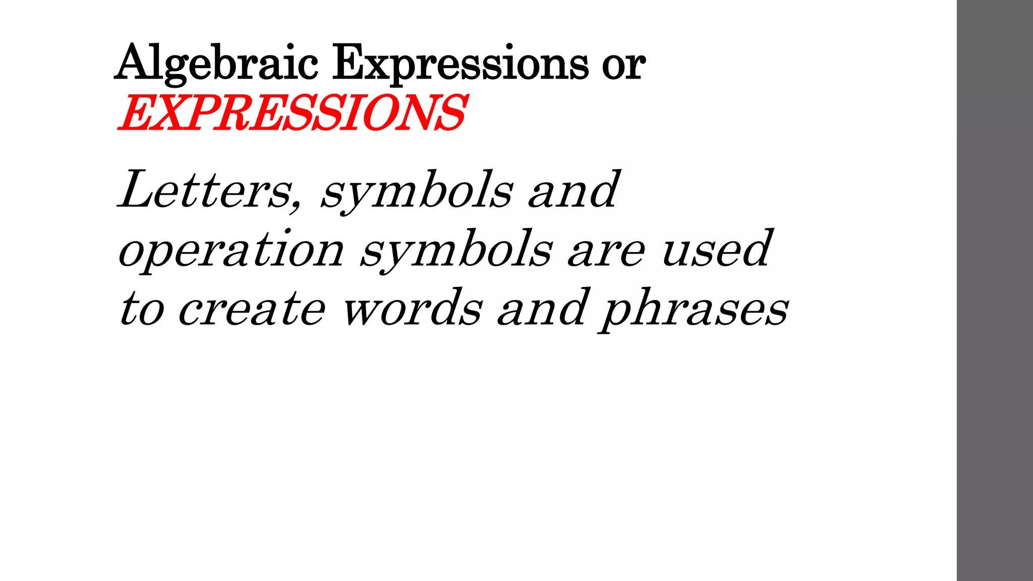 INTRODUCTION TO ALGEBRA | PPTX