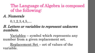 INTRODUCTION TO ALGEBRA | PPTX