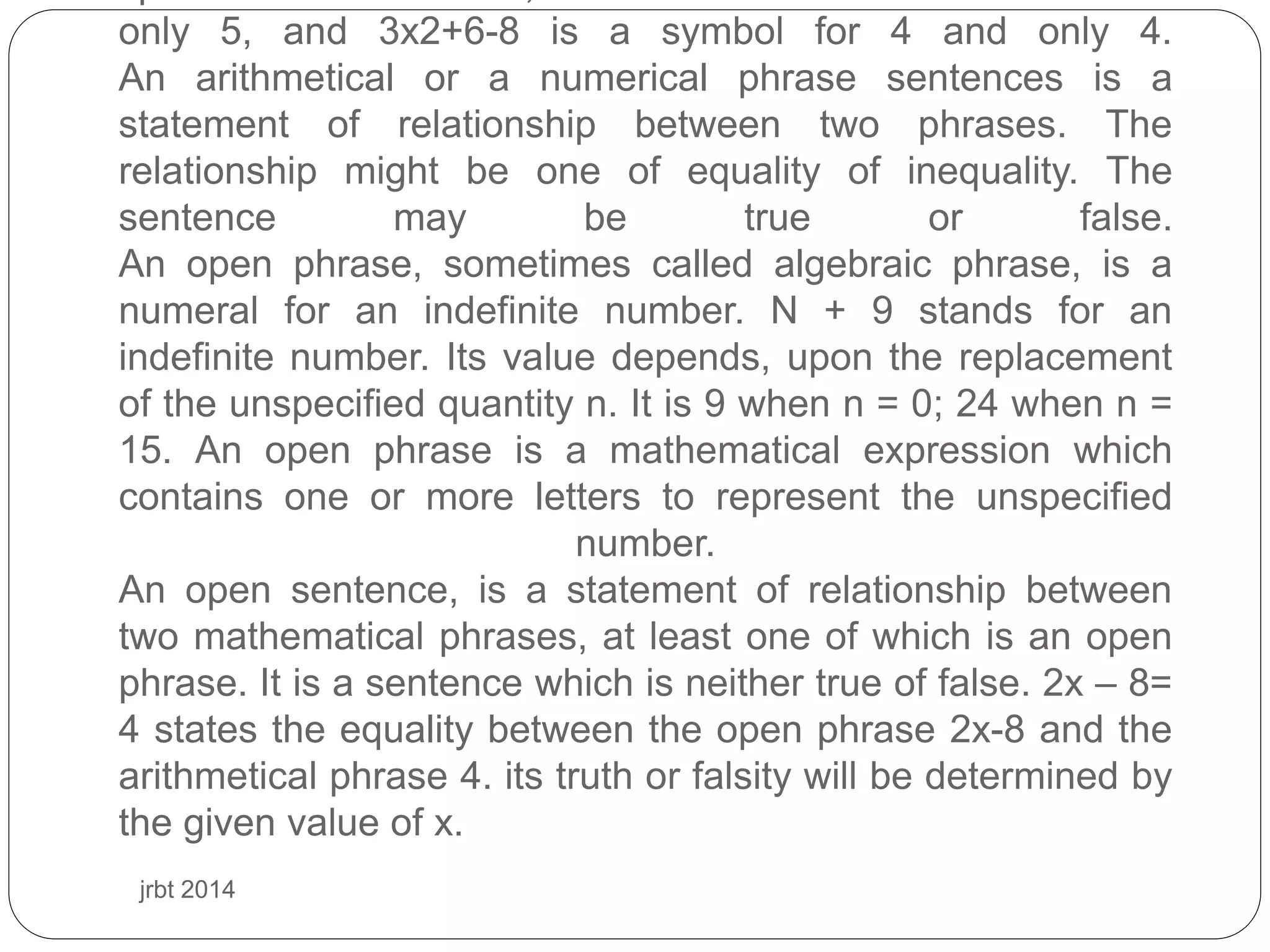 The language of algebra | PPTX | Physics | Science