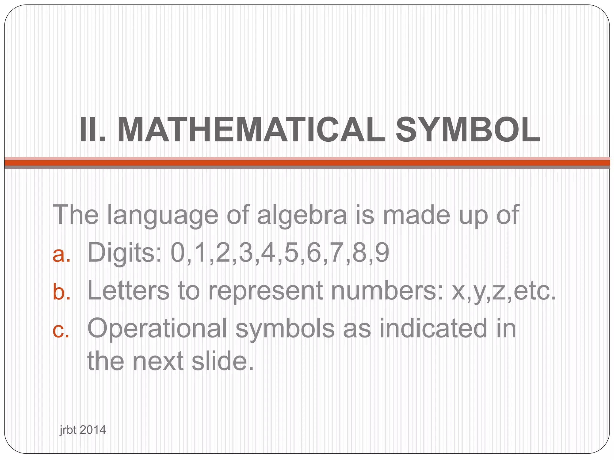 The language of algebra | PPTX | Physics | Science
