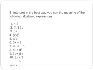 The language of algebra | PPTX