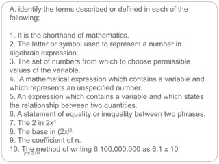The language of algebra | PPTX