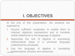 The language of algebra | PPTX