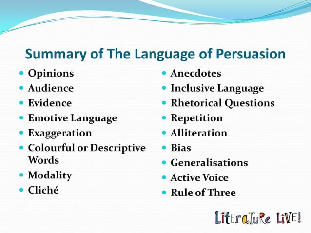 Persuasive Texts: The language of persuasion by Jeni Mawter | PPTX