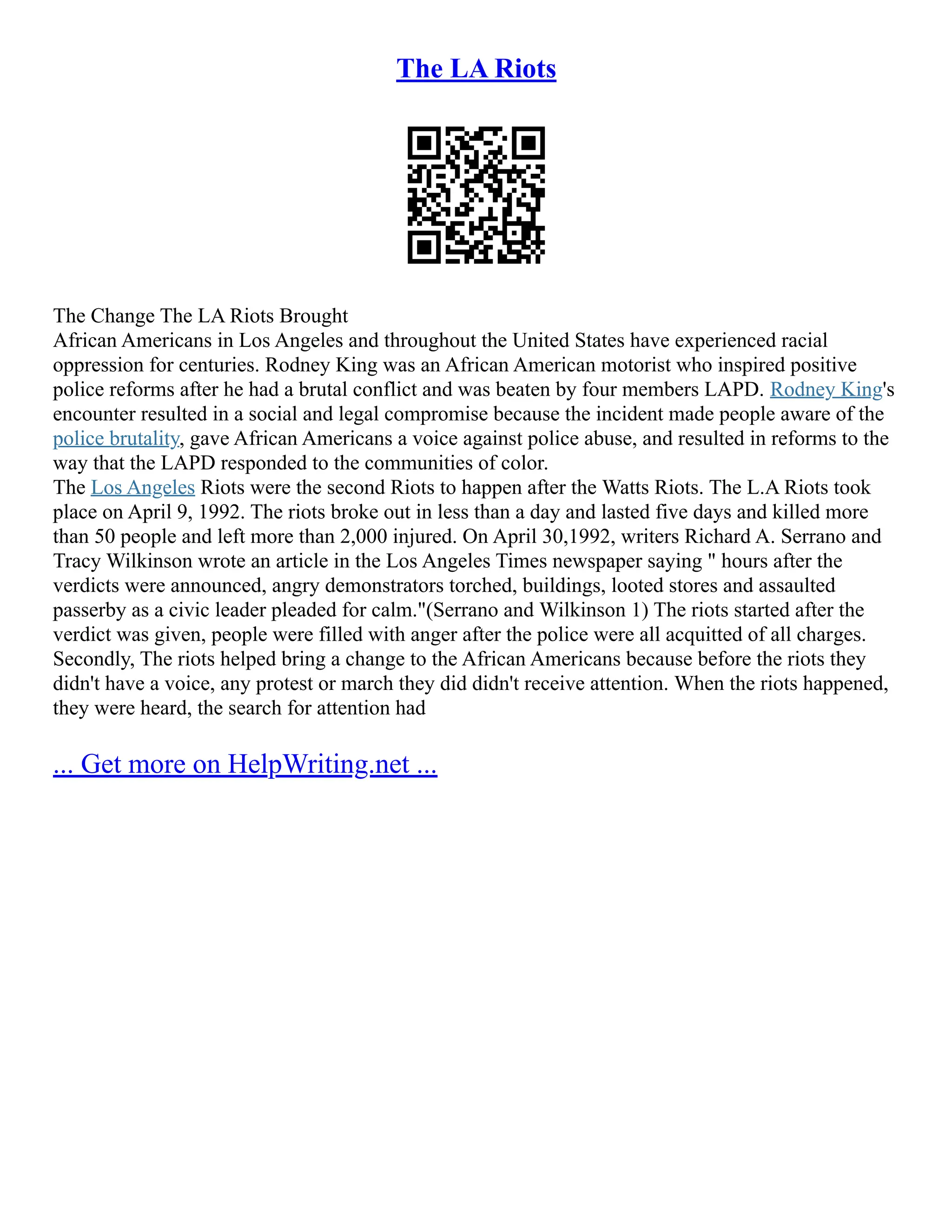 The LA Riots | PDF