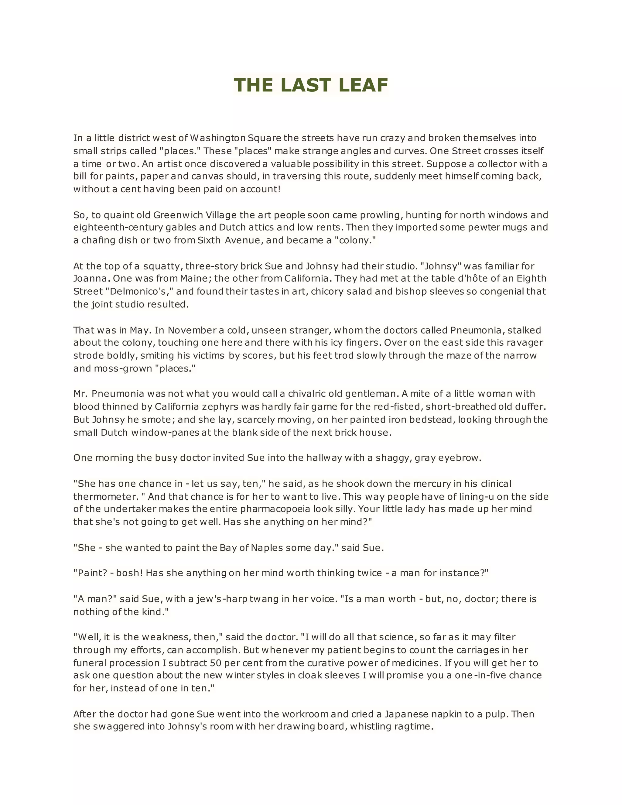 The Last Leaf | DOCX