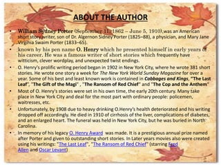 The Last Leaf By O Henry Characters