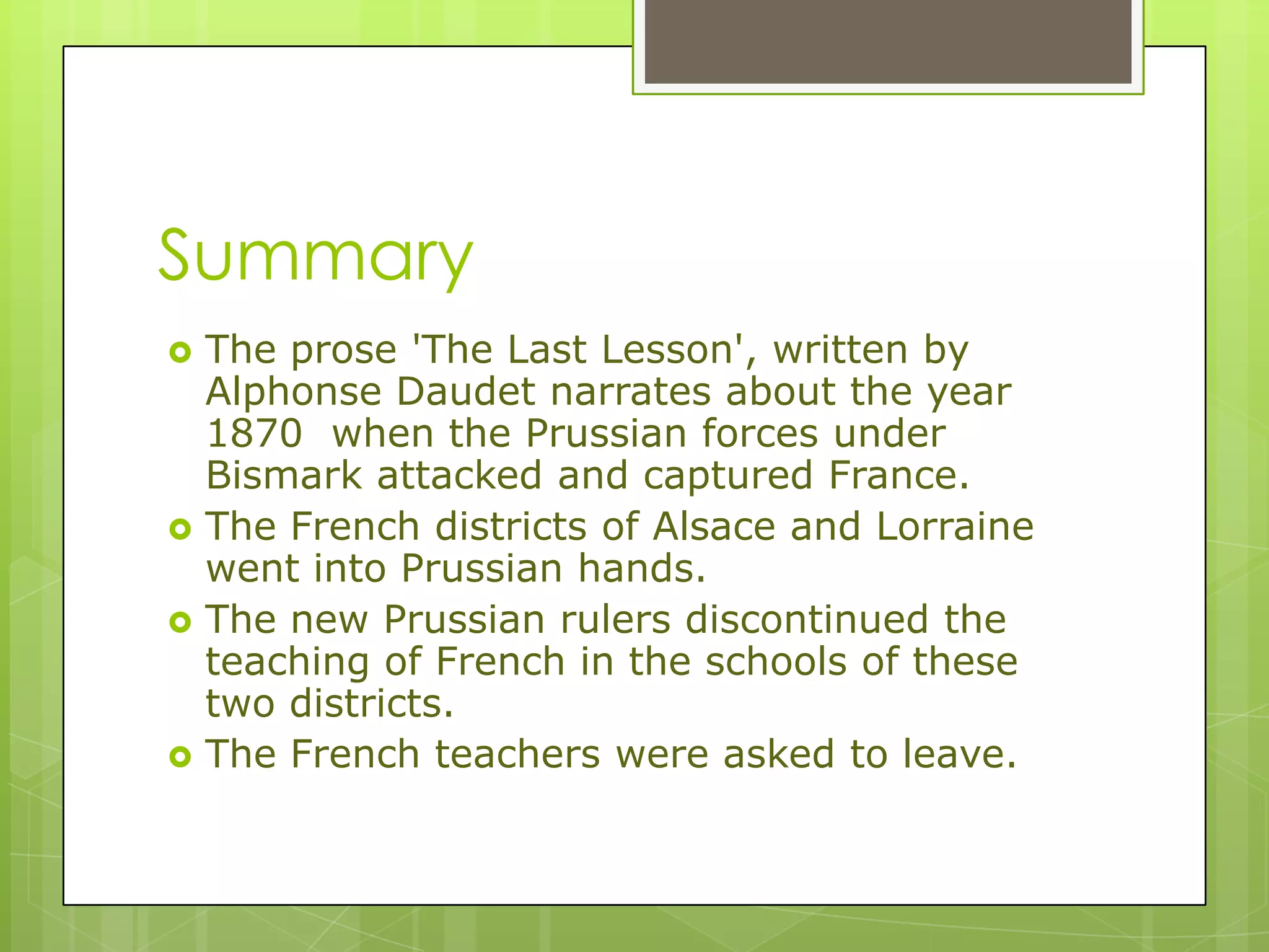 The last lesson | PPTX