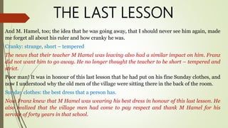 The last lesson | PPTX