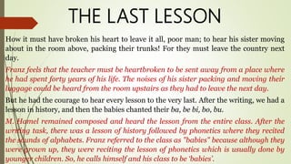 The last lesson | PPTX