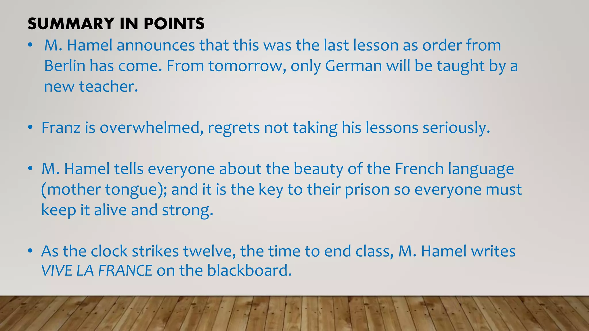 THE LAST LESSON by Alphonse Daudet (for class 12) | PPTX