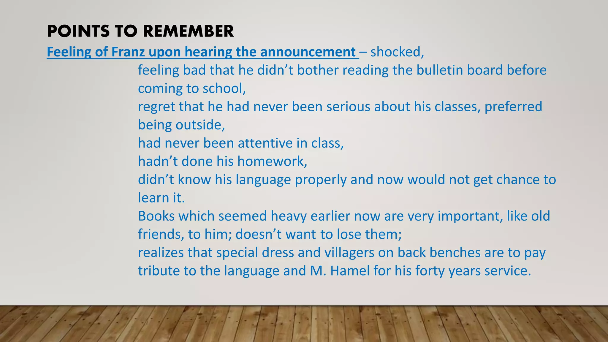THE LAST LESSON by Alphonse Daudet (for class 12) | PPTX