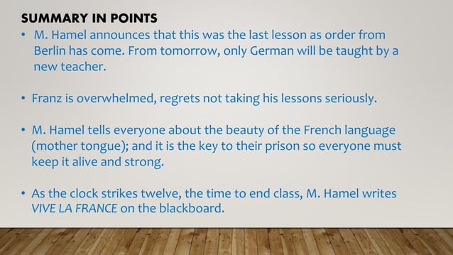 THE LAST LESSON by Alphonse Daudet (for class 12) | PPTX