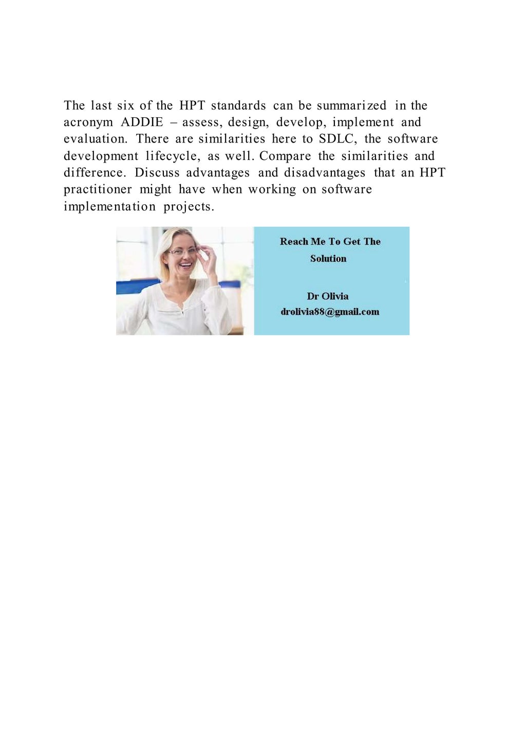 The last six of the HPT standards can be summarized in the acronym | DOCX