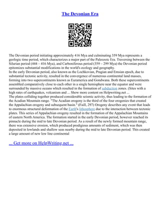 The Late Devonian Mass Extinction Period | PDF